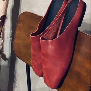 Shoes | Red Leather Slides Casual Flats Cowhide Shoes | Poshmark